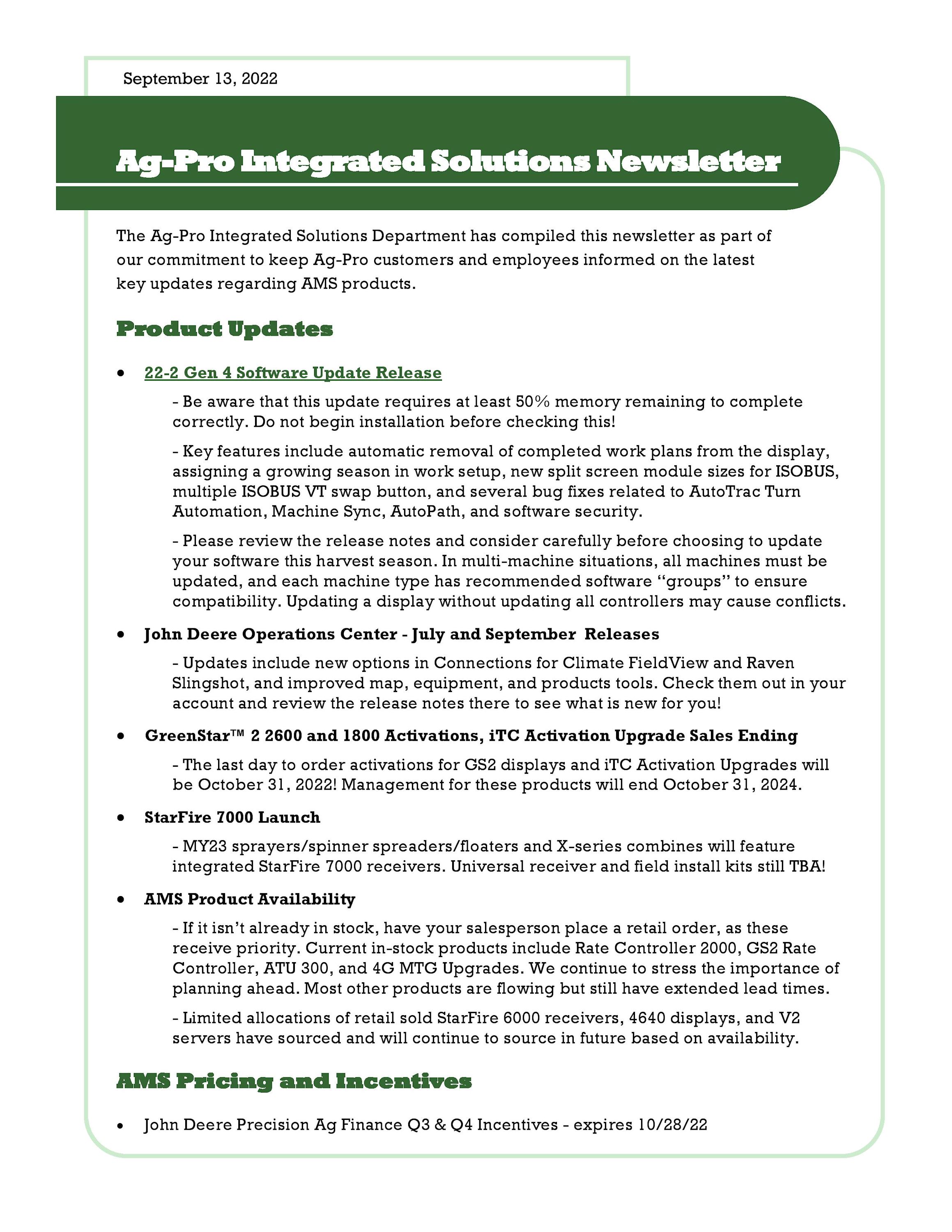 Newsletter - Ag-Pro | John Deere